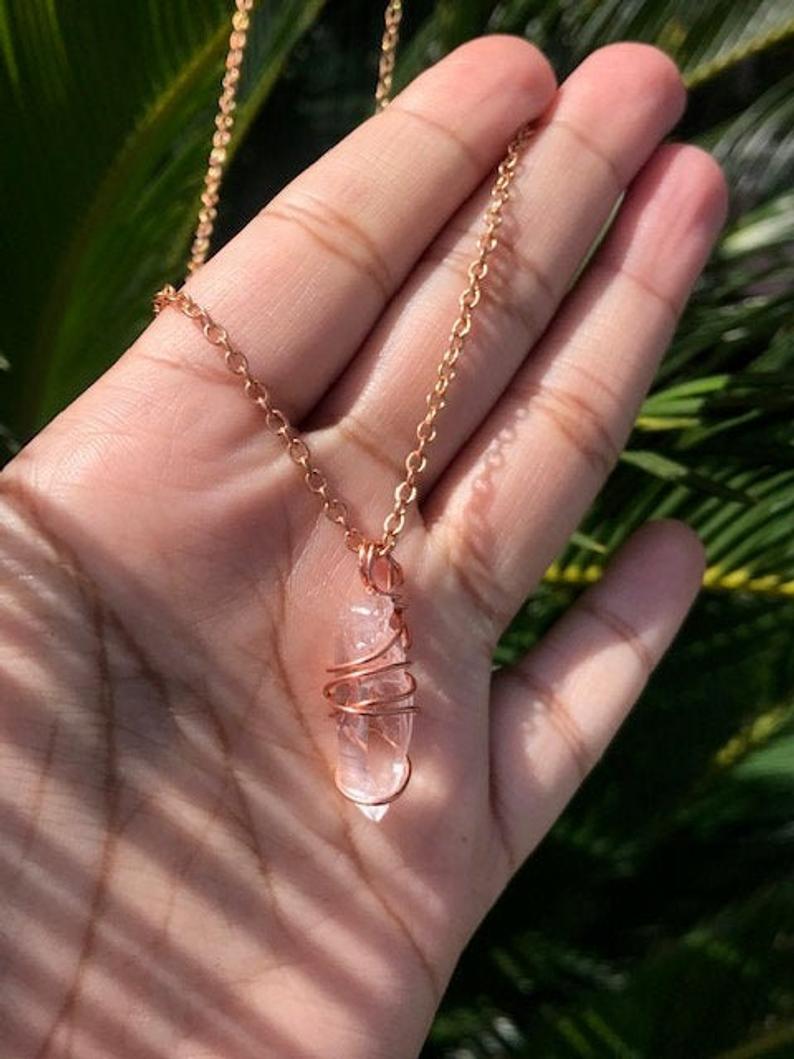 Clear quartz healing necklace store