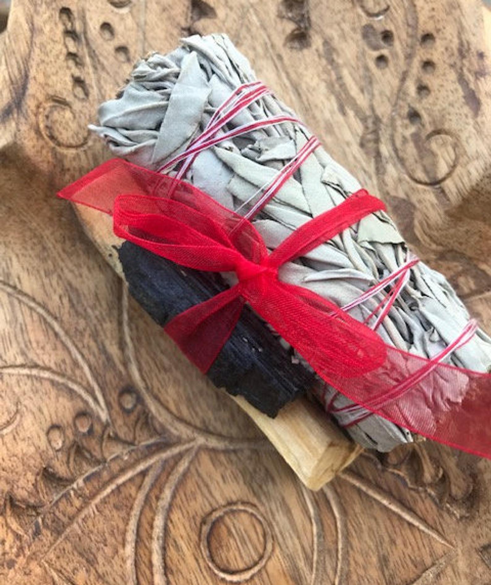 Sage Cleansing Kit; Smudge Kit With Raw Black Tourmaline; Sage Bundle ...